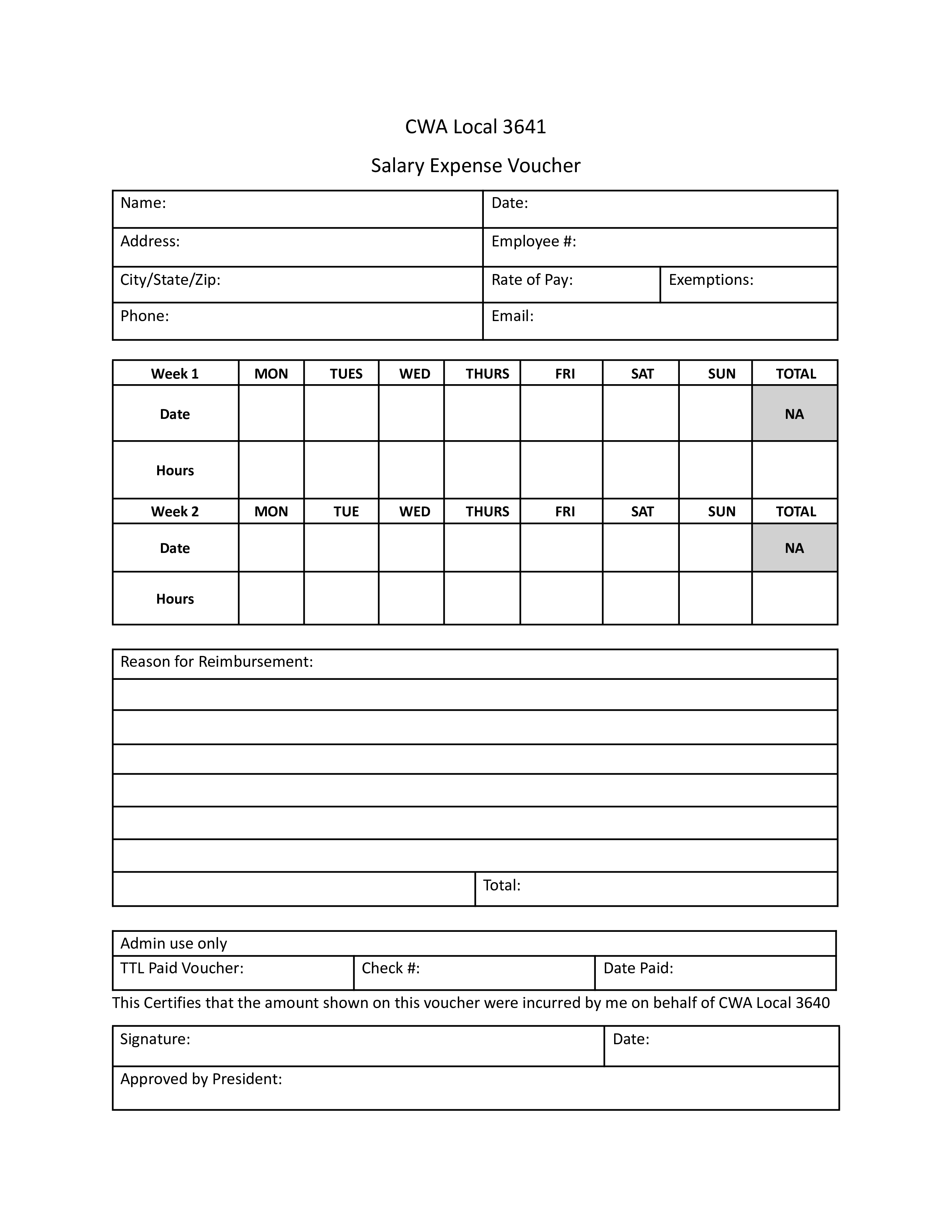 CWA 3641 Salary and Expense Vouchers (2) | CWA 3641 Charlotte, NC ...